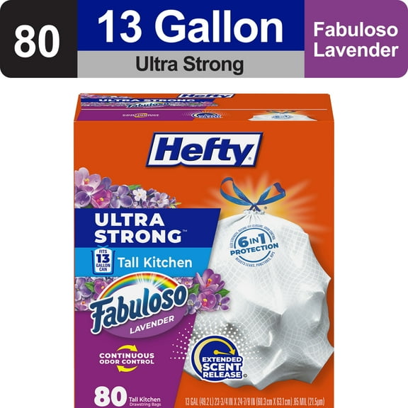 (2 pack) Hefty Ultra Strong 13 gallon Trash Bags, Tall Kitchen Trash ...