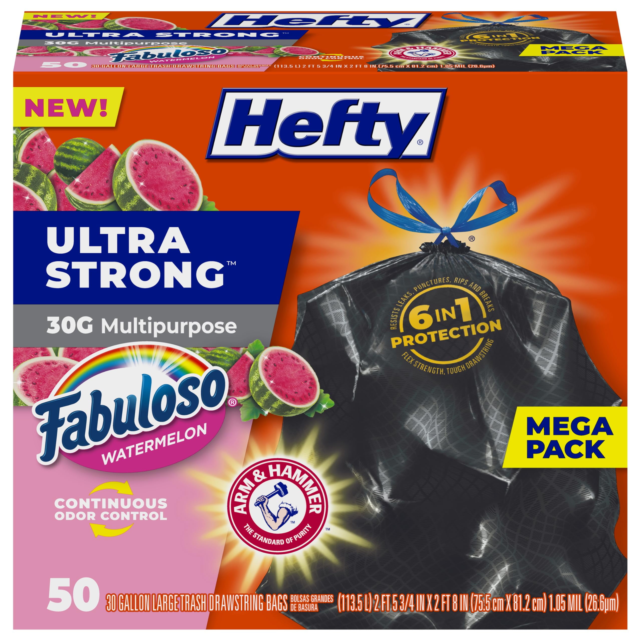 Hefty Ultra Strong 30 AIF9 Gallon Trash Bags, Large Trash Bags ...