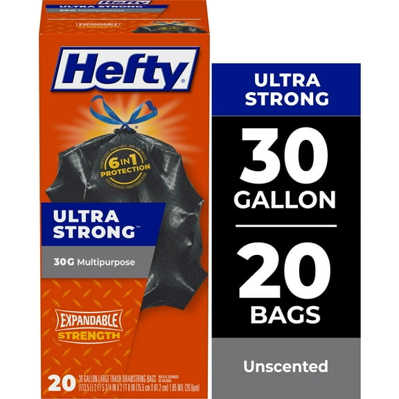 Hefty Heavy Duty Contractor Extra Large Trash Bags, 55 Gallon, 16 Count ...