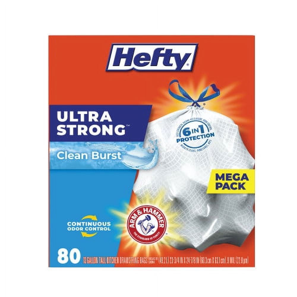 Hefty Ultra Strong Scented Tall White Kitchen Bags, 13 gal, 0.9 mil, 24 ...