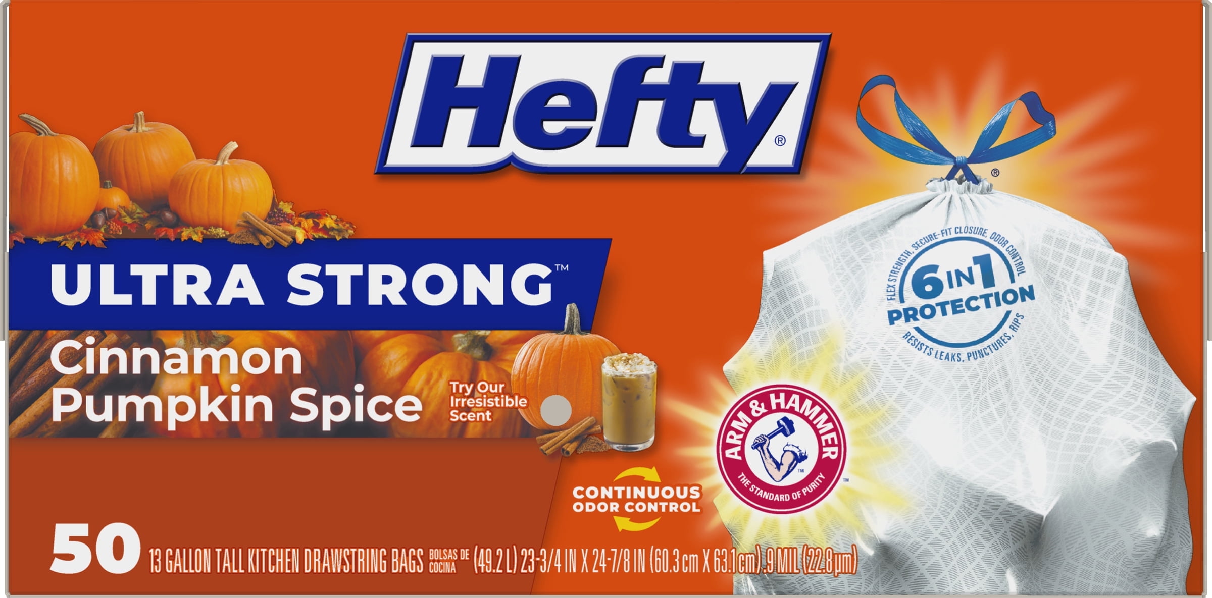 Hefty Ultra Strong 13 Gallon Kitchen Trash Bags - Flex Stretch Cinch ...