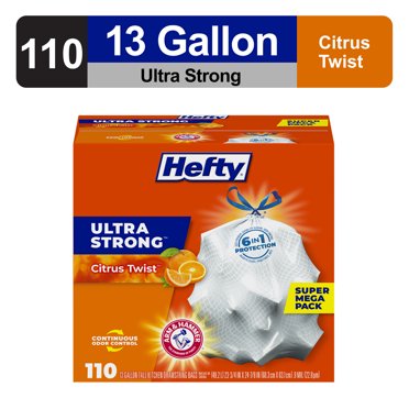 Great Value 13-Gallon Drawstring Tall Kitchen Trash Bags, Unscented, 40 ...