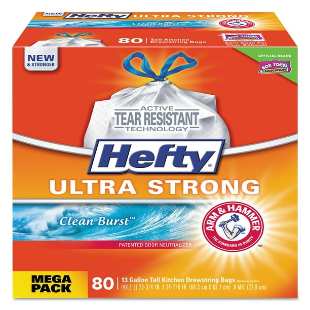 Hefty Ultra Strong Tall Kitchen Trash Bags, Max Strength, Clean Burst ...