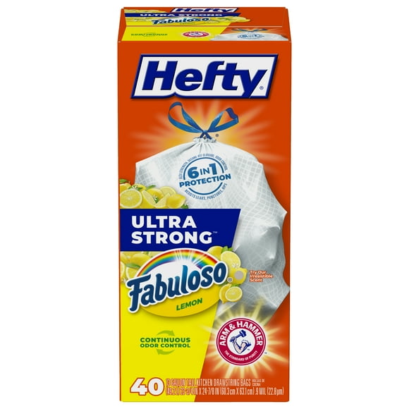 Hefty Ultra Strong Tall Kitchen Trash Bags, Fabuloso Lemon Scent, 13 ...