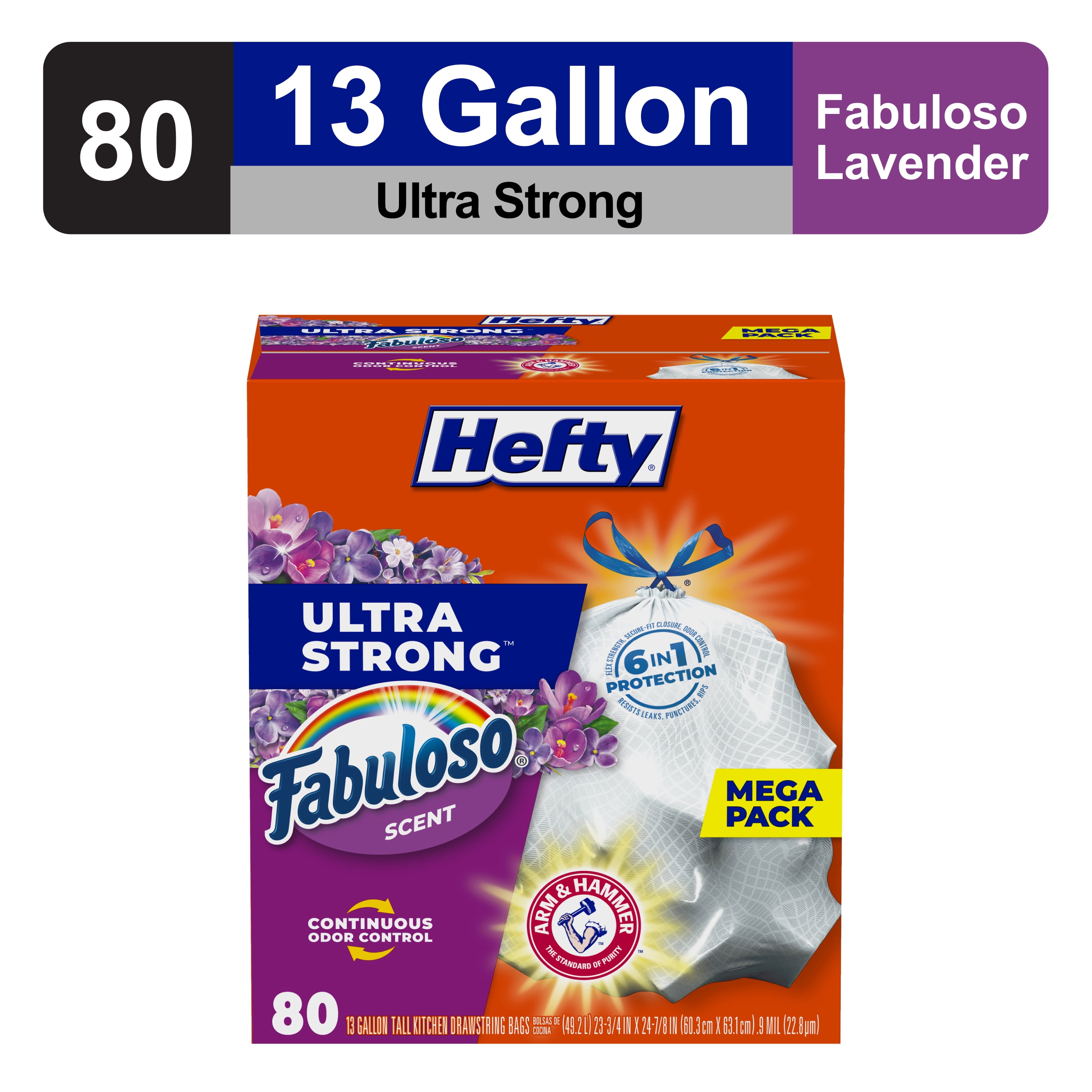 Hefty Ultra Strong 13 gallon Trash Bags, Tall Kitchen Trash Bags, White ...