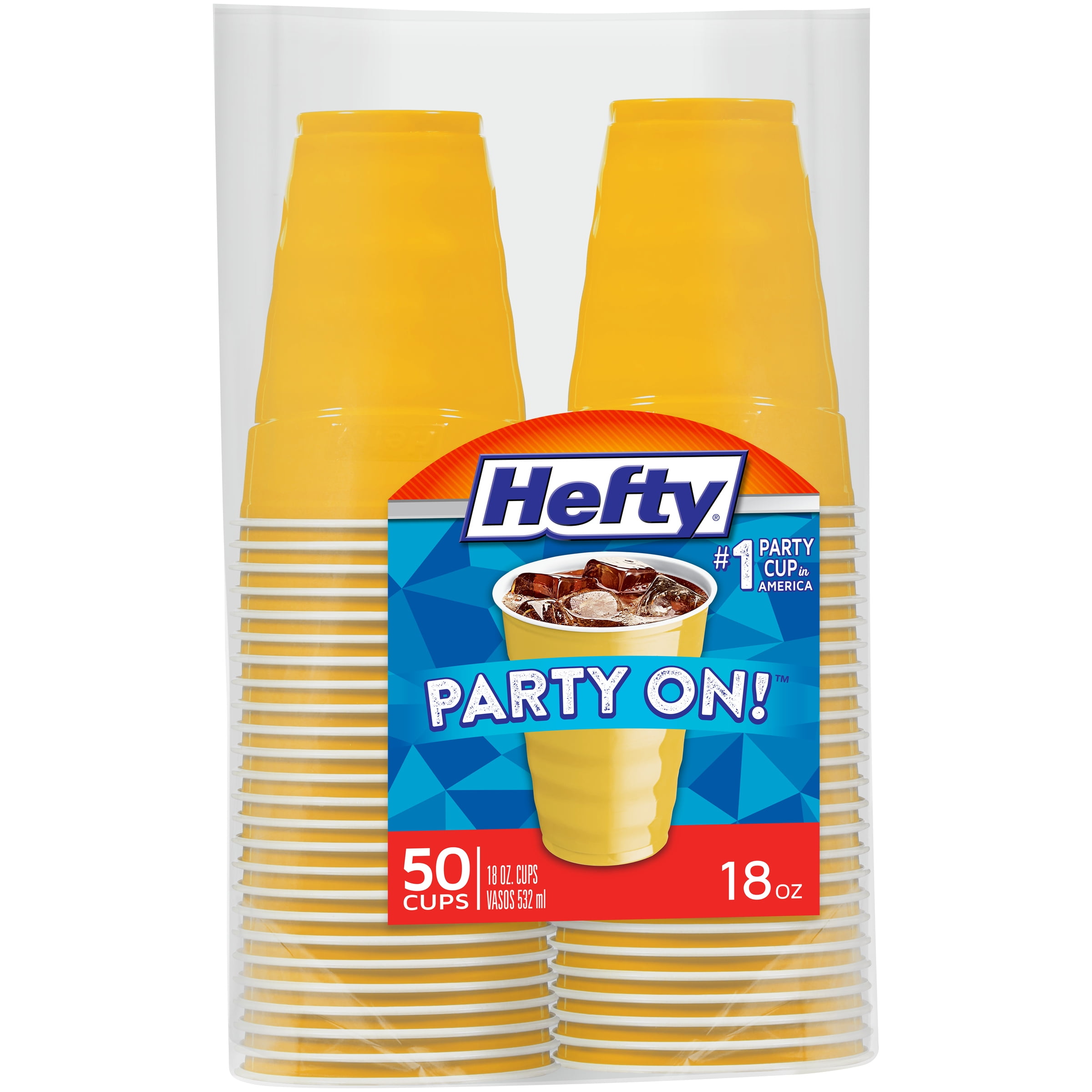 Hefty Yellow Plastic Party Cups, 18 Ounces, 50 Count - Walmart.com