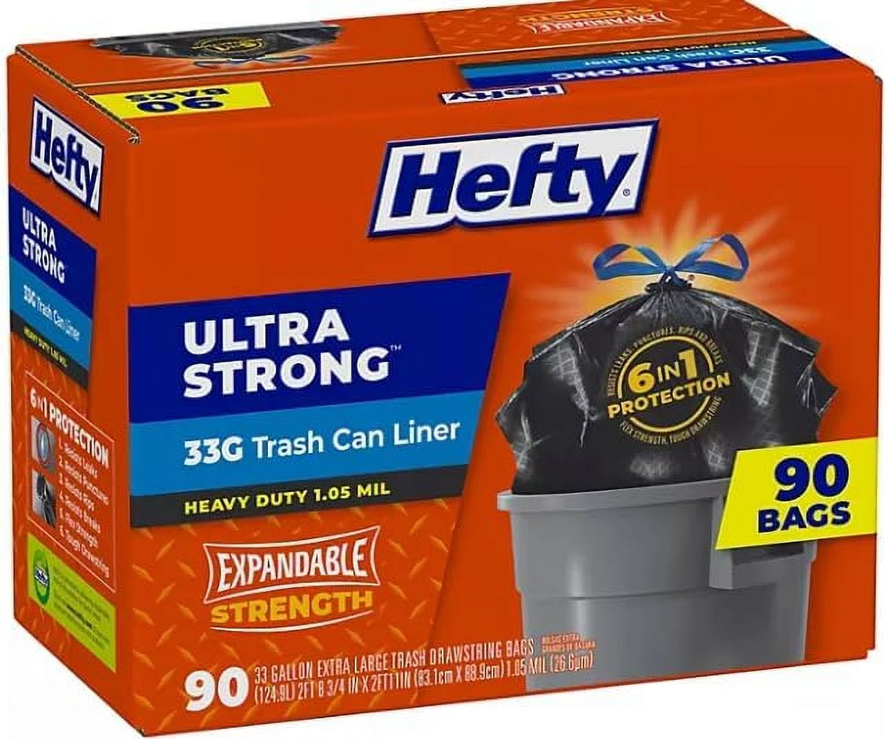 Heftyyy Ultra Strong Trash Can Liners, 33 Gallon, Heavy Duty ...