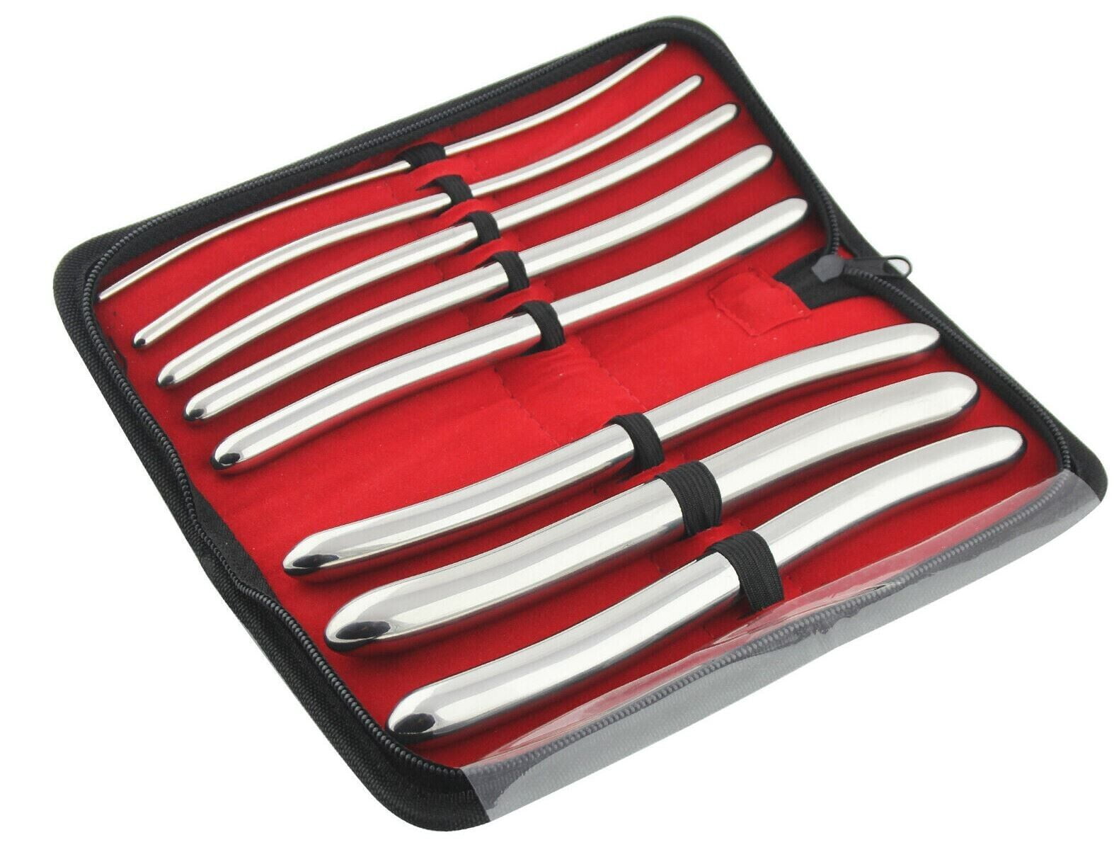 Hegar Dilators 8 Pcs Set Double Ended Stainless Steel & Black Zipper ...