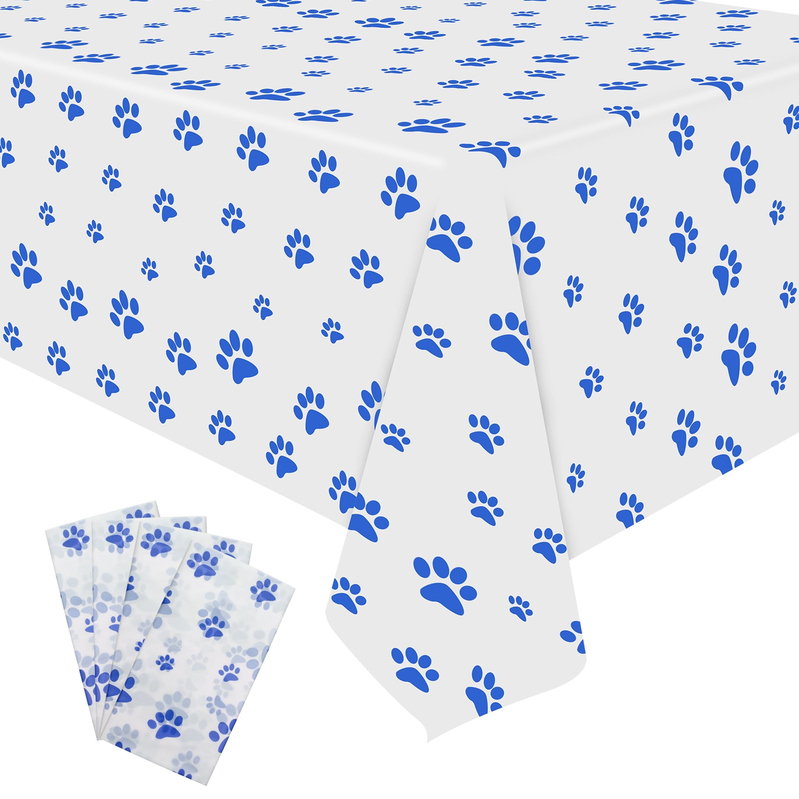 Hegbolke 4 Pack Puppy Paw Print Tablecloth, 137 x 274cm Pink Plastic ...