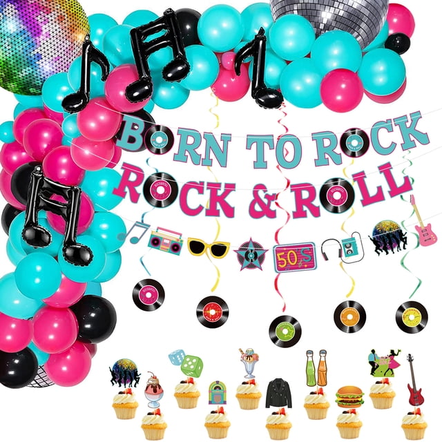 50s Rock and Roll Party Decorations Kit by Hegbolke with Cake Toppers ...