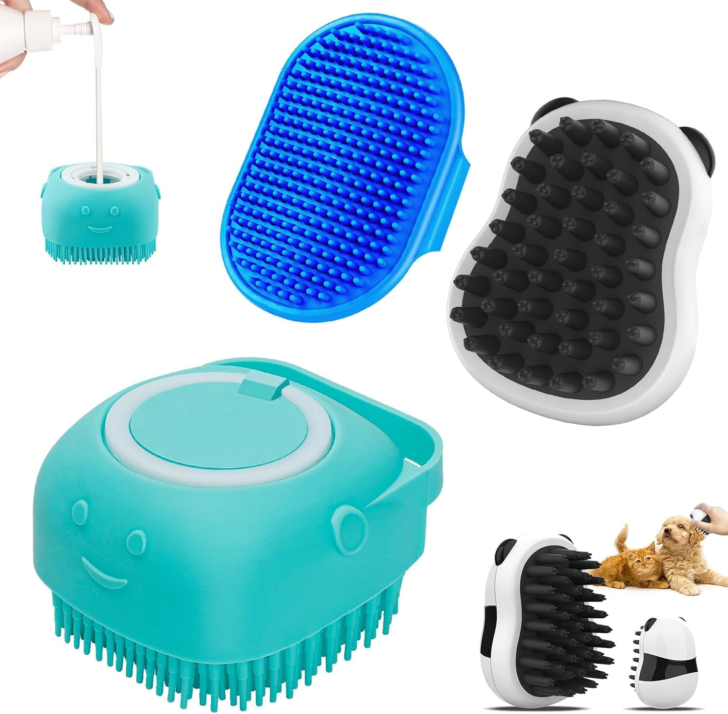 Hehanda 3PCS Dog Bath Brush | Dog Shampoo brush | Dog Scrubber for Bath ...