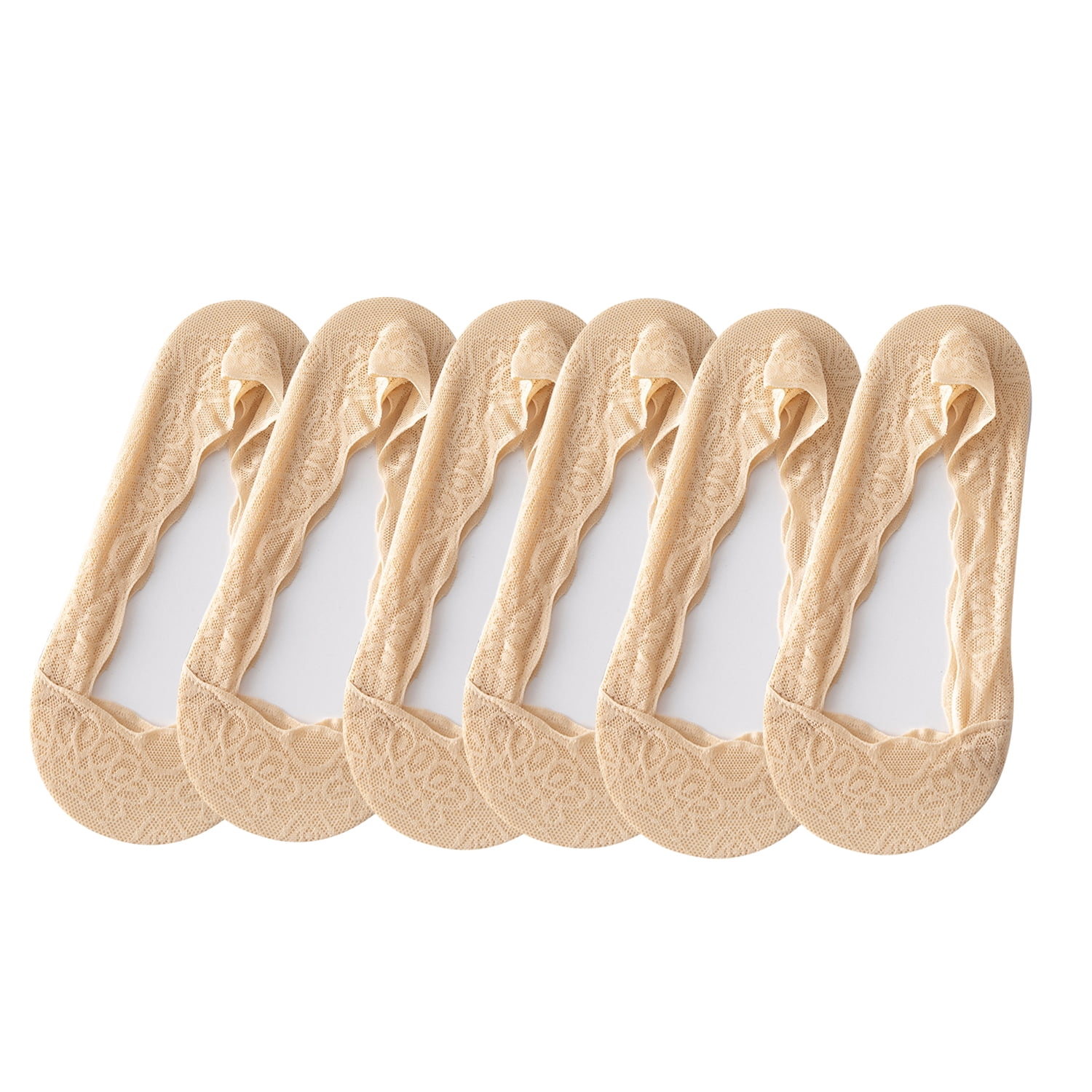 Hehanda 6 Pairs of Cotton Bottom Shallow Lace Boat Socks Non-Slip ...
