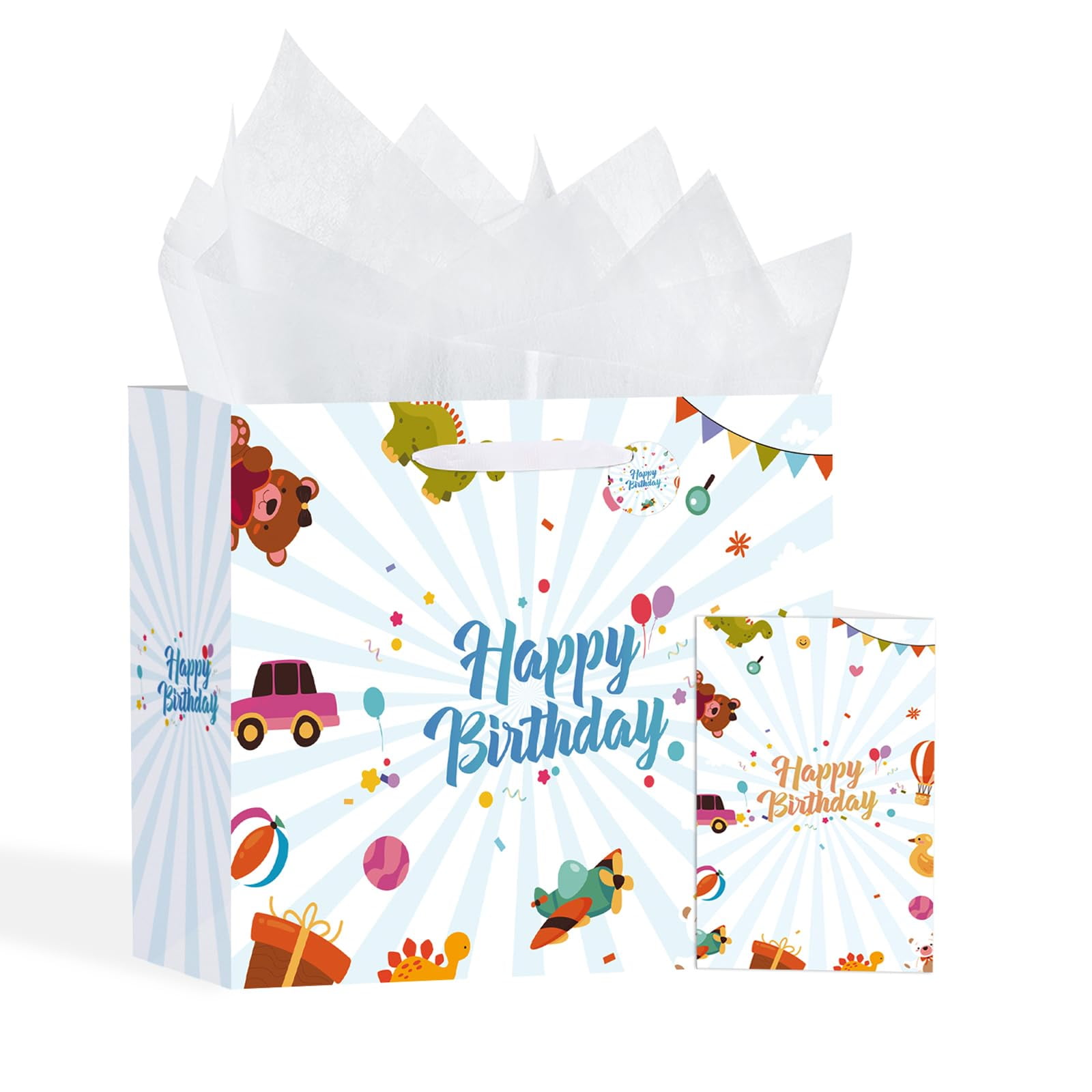 Hehanda Birthday Gift Bags with Tissue Paper and Greeting Card for ...