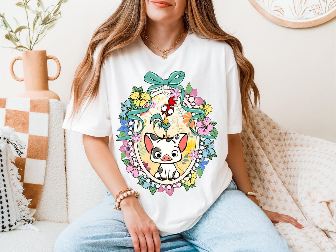 Hei Hei And Pua Coquette Shirt, Disney Moana Floral T-Shirt,Moana ...