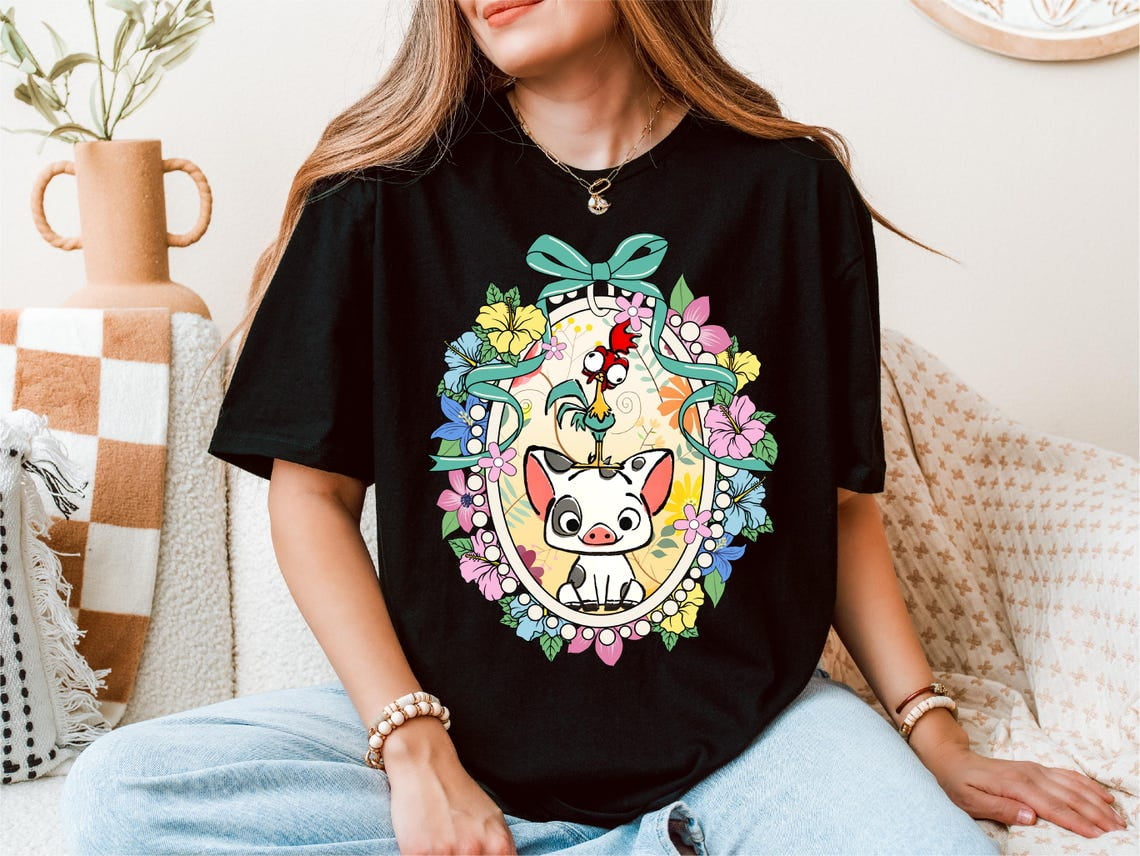 Hei Hei And Pua Coquette Shirt, Disney Moana Floral T-Shirt,Moana ...