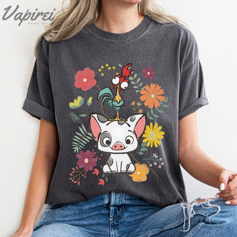 Hei Hei and Pua Floral Shirt, Disney Moana Shirt, Moana Princess ...