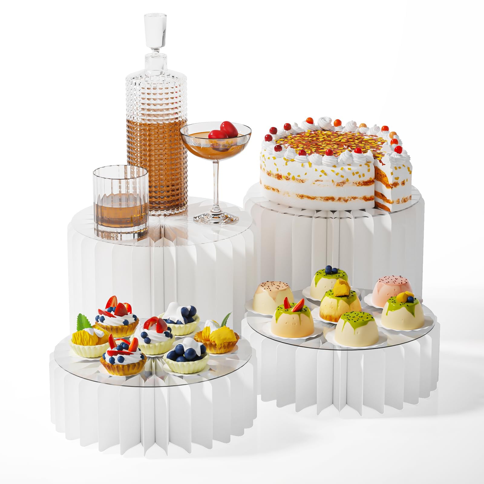 HeiMma 4 Pack Buffet Risers, FOLDABLE Food Display Risers for Dessert ...