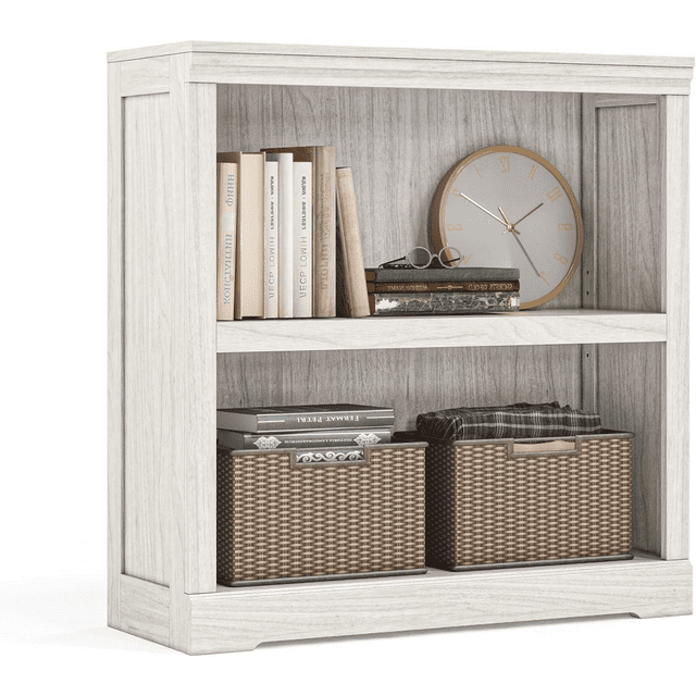 HeiStang 2-Tier Bookcase and Bookshelf, Small Wood Display Storage Shelves Farmhouse Bookshelf ...