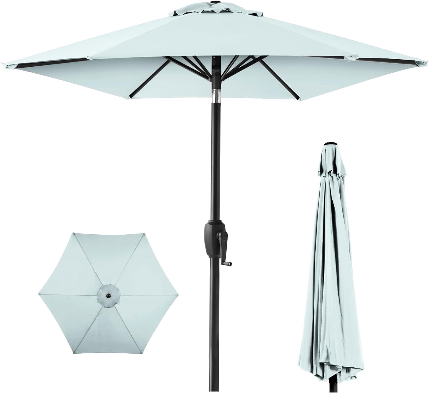 EnjinZZ 7.5ft Heavy-Duty Round Outdoor Market Table Patio Umbrella w ...