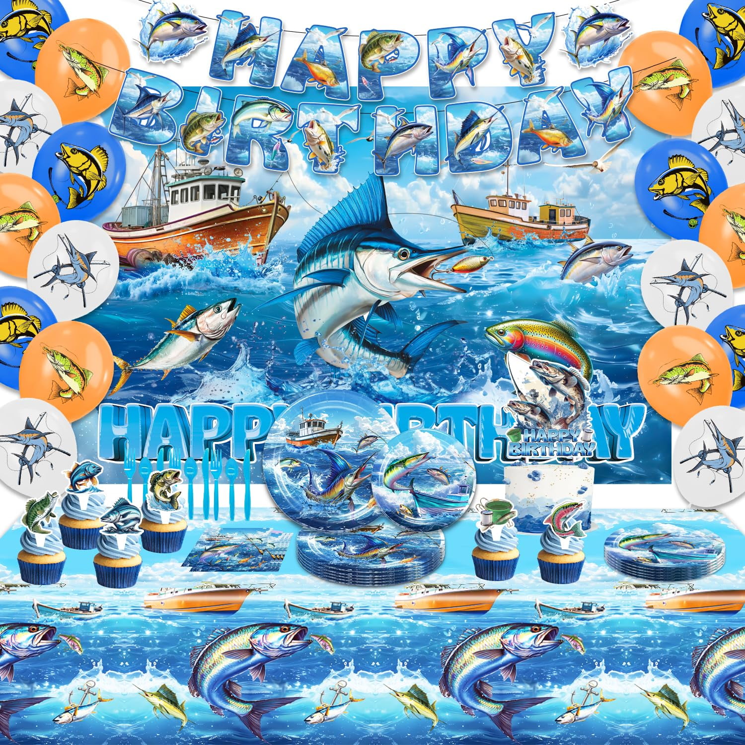 Heidaman Fishing Birthday Party MMF7 Decorations，Fishing Birthday ...