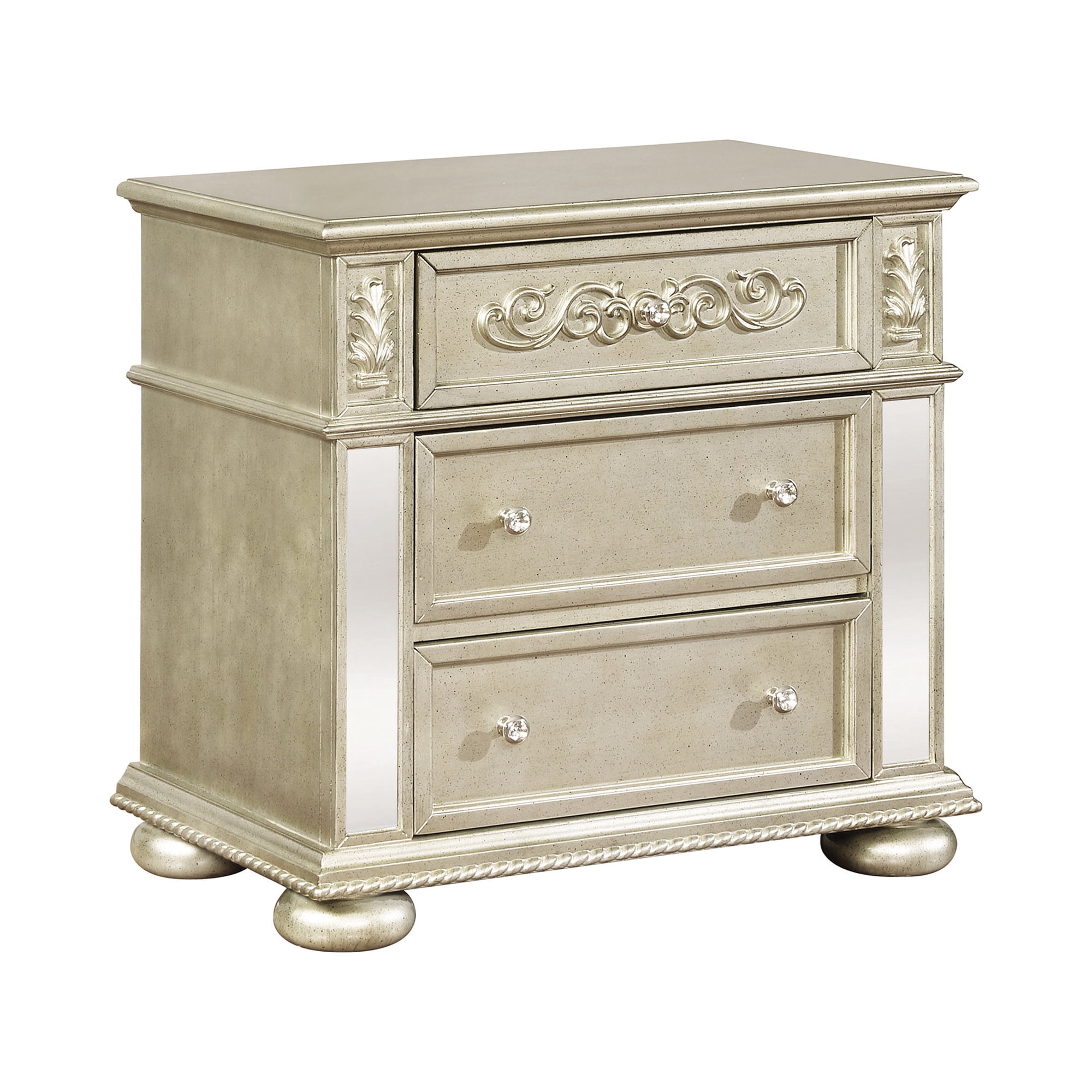 Heidi 3-drawer Nightstand Metallic Platinum - Walmart.com