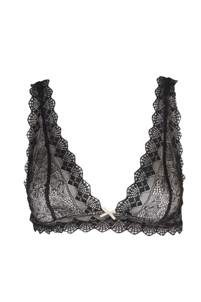 Heidi By Heidi Klum Black Almond Geometric-Lace Soft Cup Bralette M ...