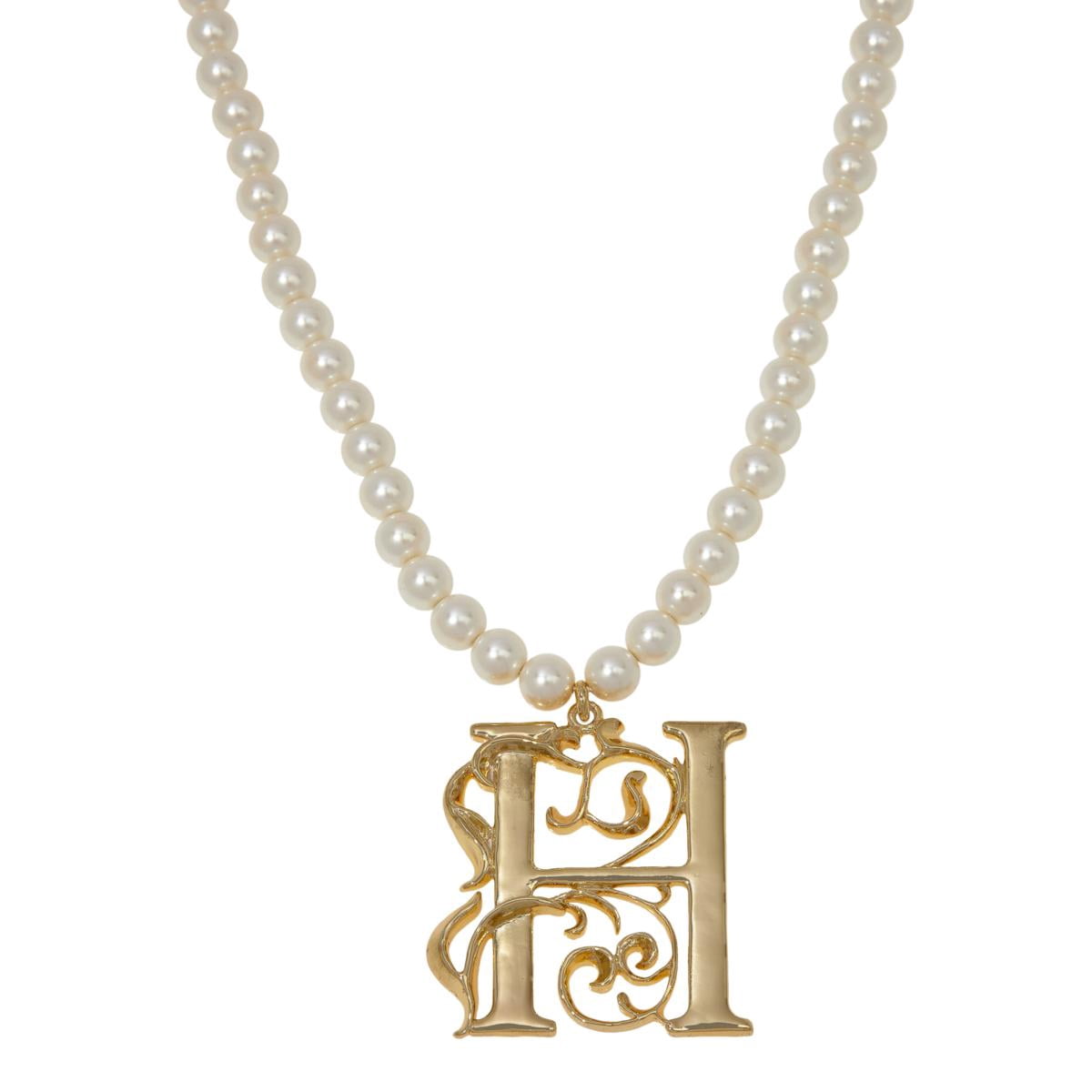 Heidi Daus "Illuminating Letters" Goldtone Initial "H" Beaded Necklace ...