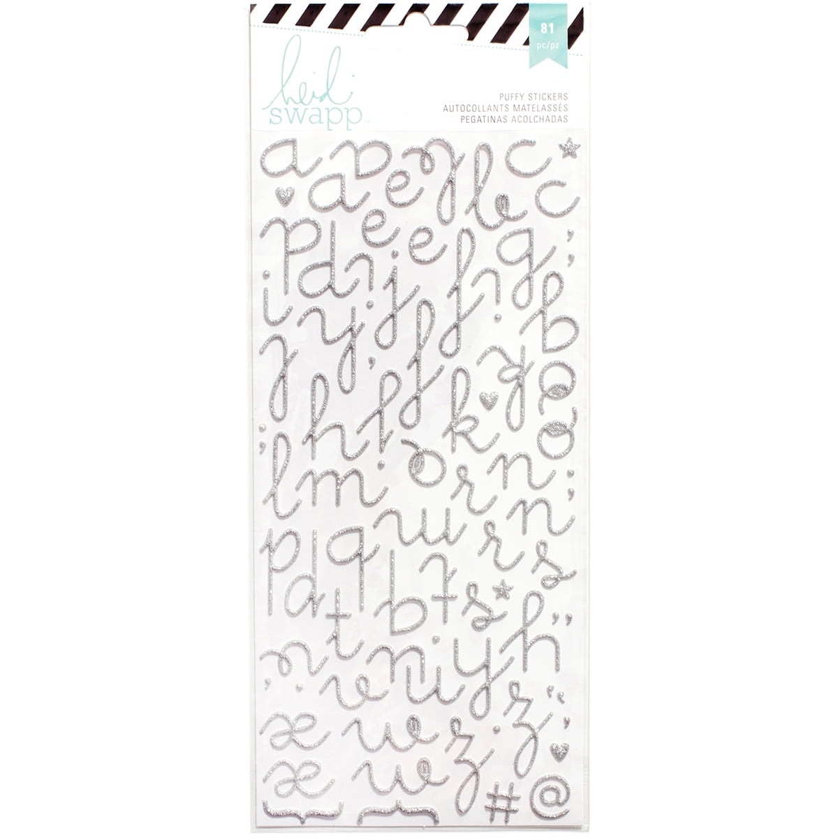 Heidi Swapp Specialty Stickers-Puffy Alphabet/Silver Glitter, Pk 3 ...