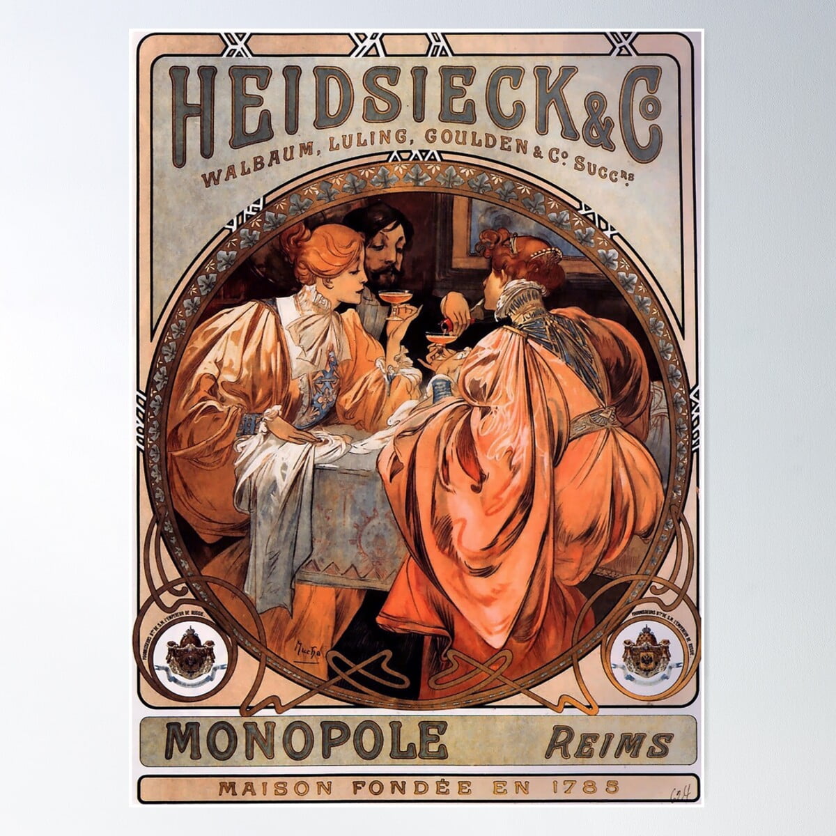 Heidsieck - Alphonse Mucha - 1901 Poster Wall Art, Modern Wall Decor ...