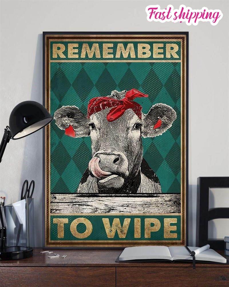 Heifer Cow Remember To Wipe Vintage Vintage Home Poster Wall Art ...