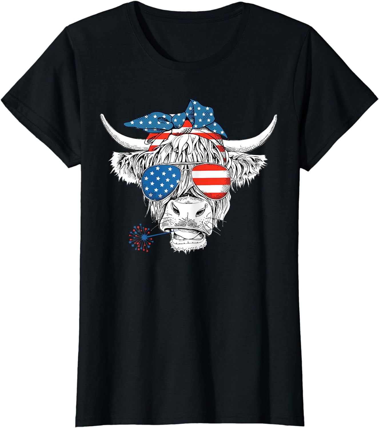 Heifer Patriotic Cow USA Flag Funny 4th of July Fireworks T-Shirt ...