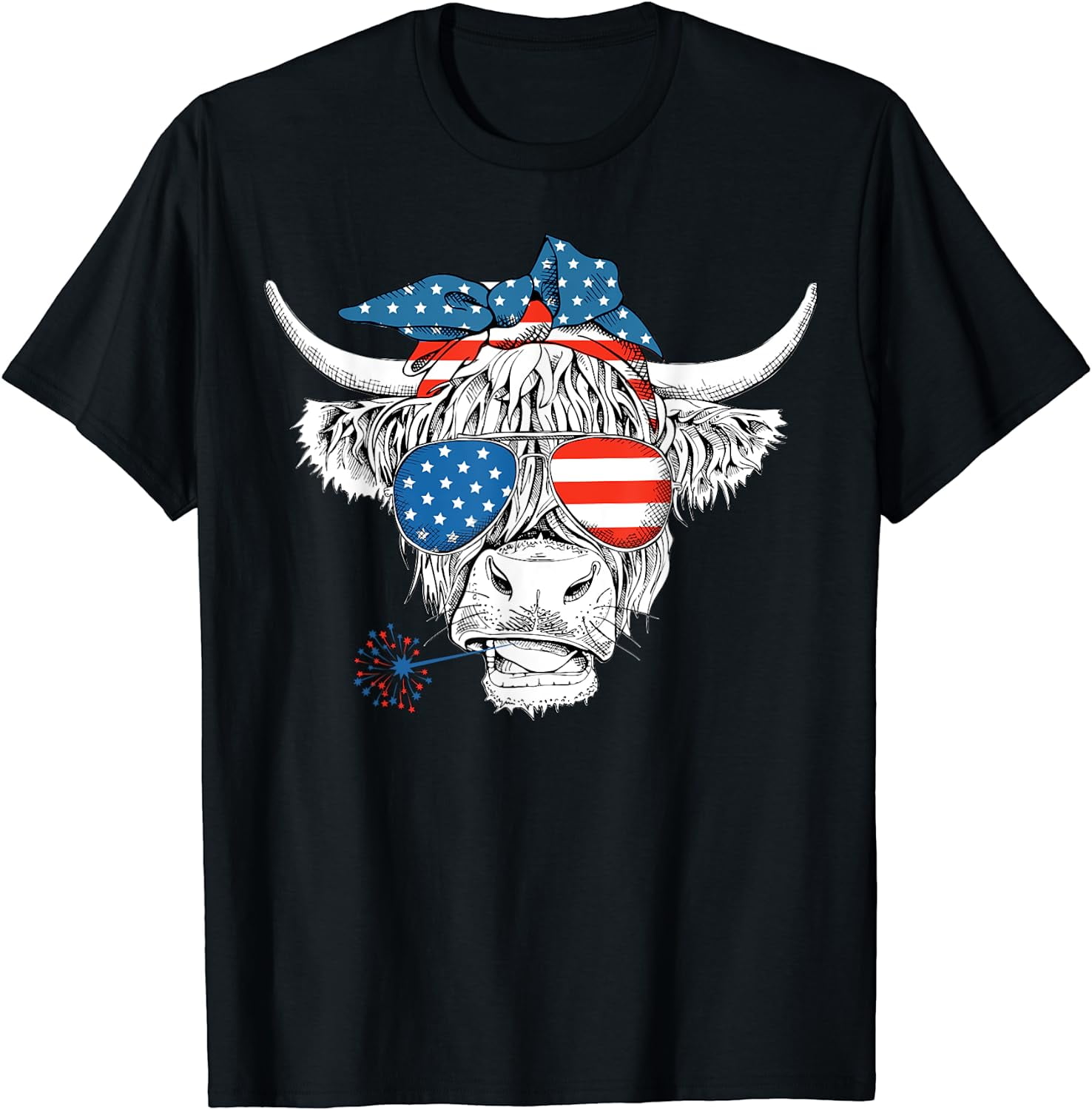 Heifer Patriotic Cow USA Flag Funny 4th of July Fireworks T-Shirt ...