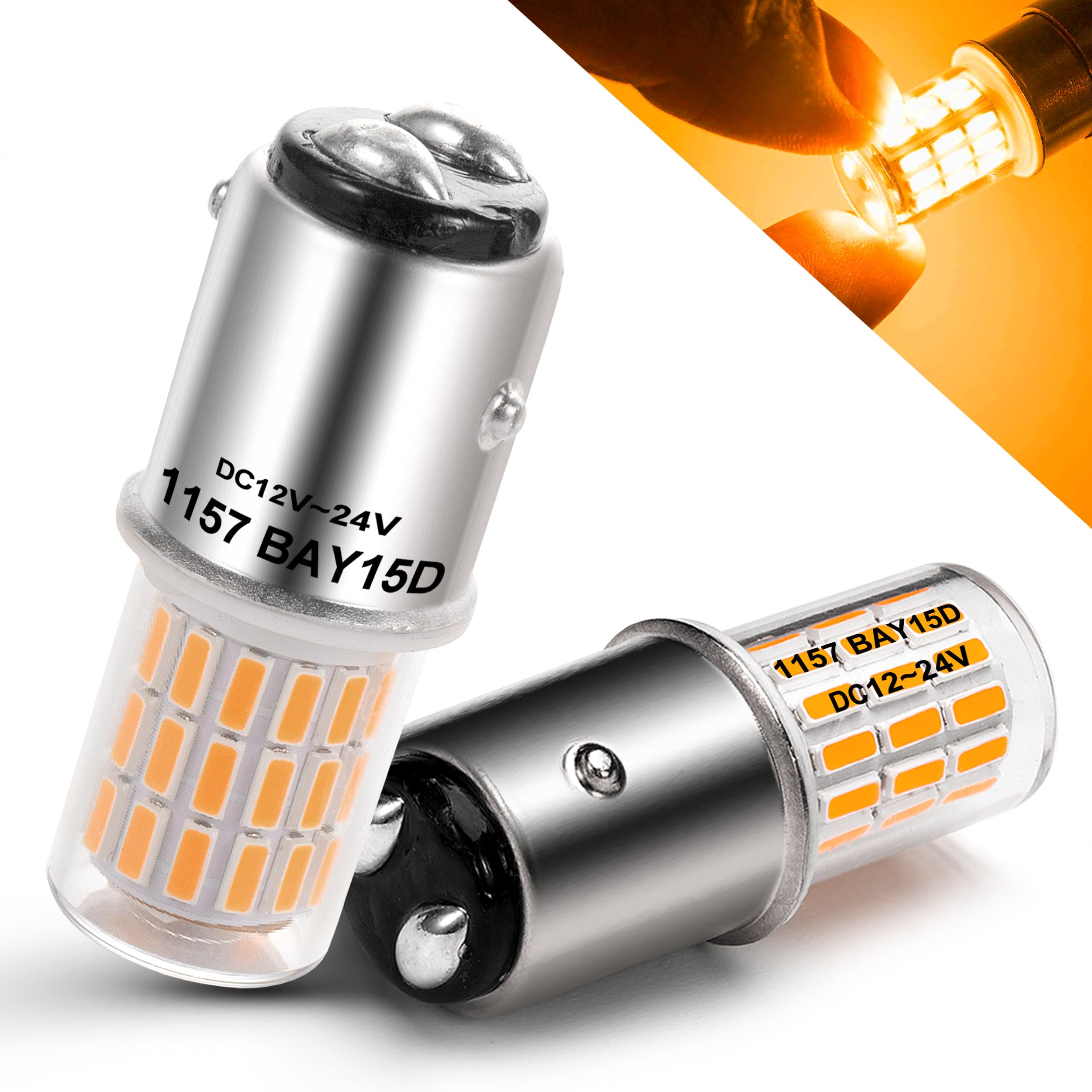 Heifymi 12 Volt BAY15D SSF20 1157 7528 2057 Blinker Bulb Amber Yellow 3 Watt Replacement DC12 ...