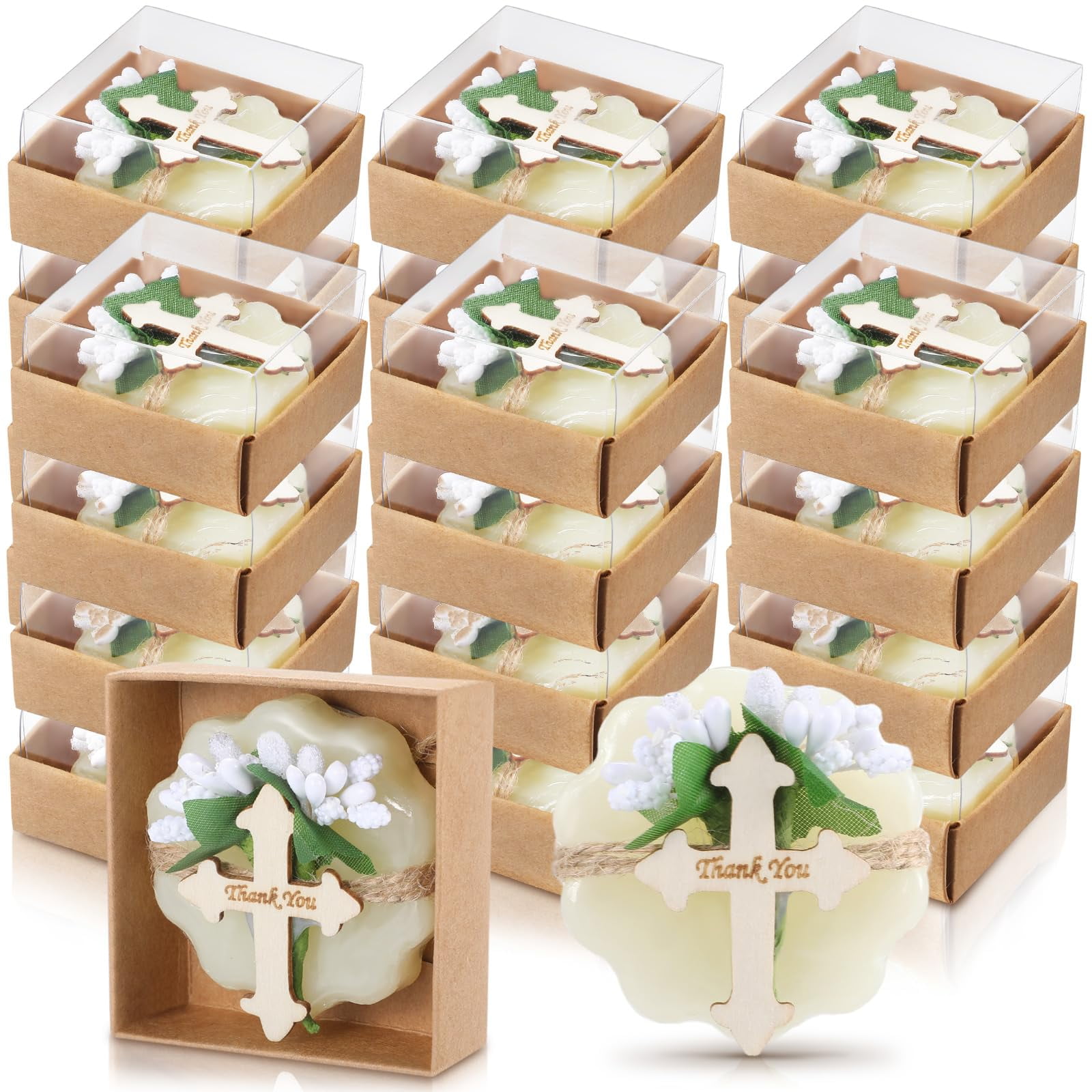 Heigble 24 Pcs Baptism KEF16 Favors for Guests Scented Soap Favors ...