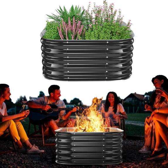 Height 16.5 Inch, Square Galvanized Steel Fire Pit for Outside, Heavy ...