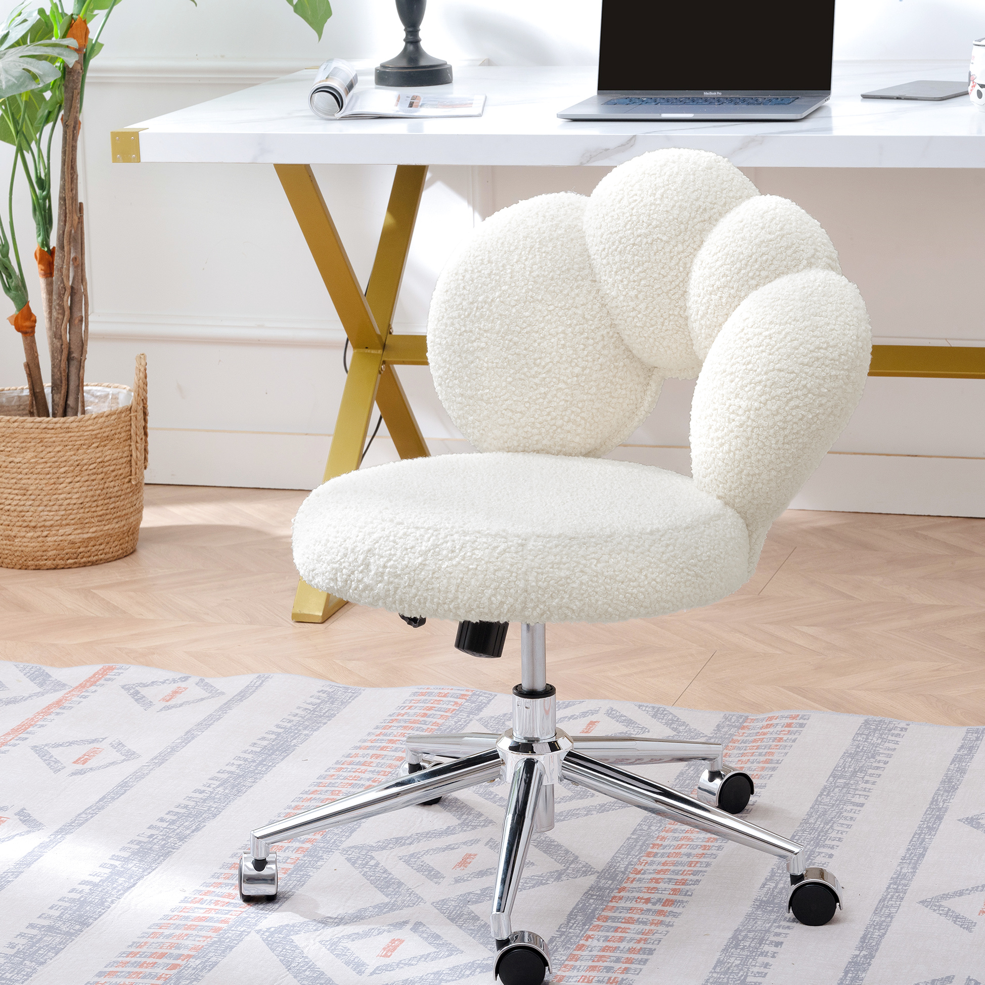 Height Adjustable Chair With Soft Interior And Fabric Upholstery 360 ...