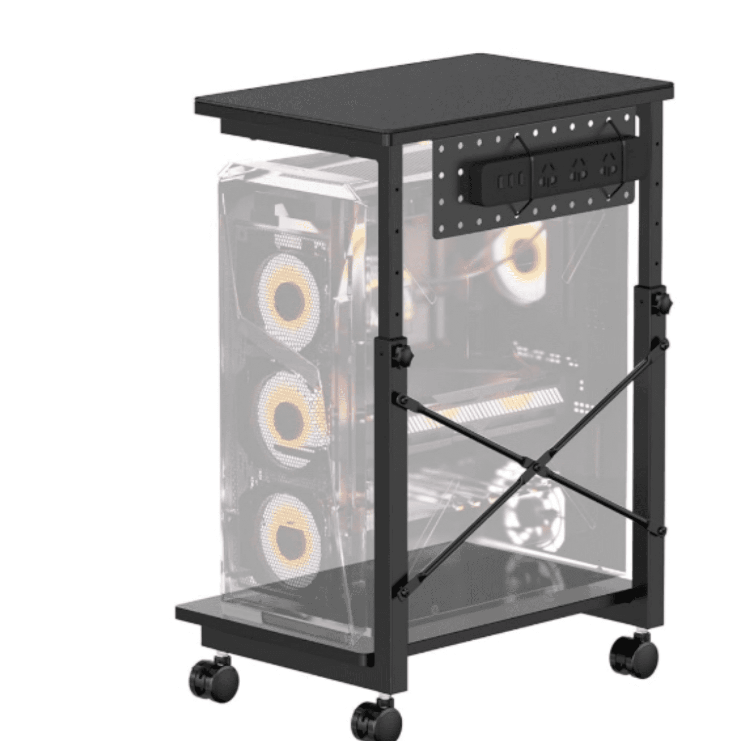 Height Adjustable Computer Tower Stand - 2-Tier ATX-Case PC Floor Stand ...