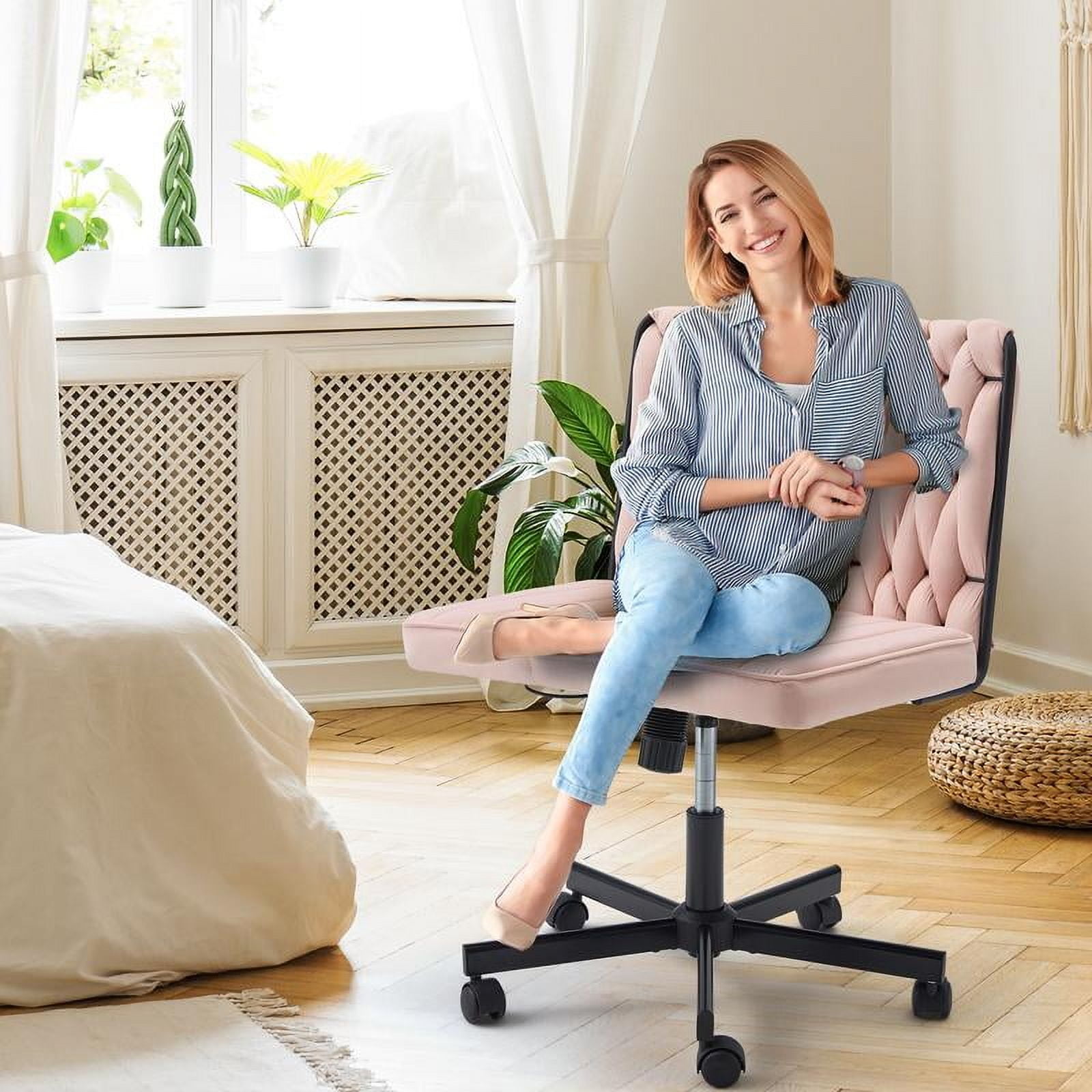 Height Adjustable Criss Cross Chair with Removable Wheels,Cross-legged ...