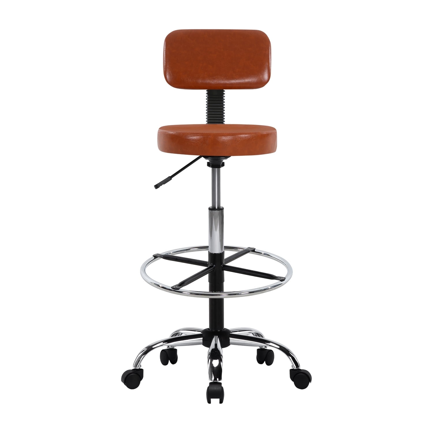 Height Adjustable Drafting Stool and Footrest, Comfortable Faux Leather ...