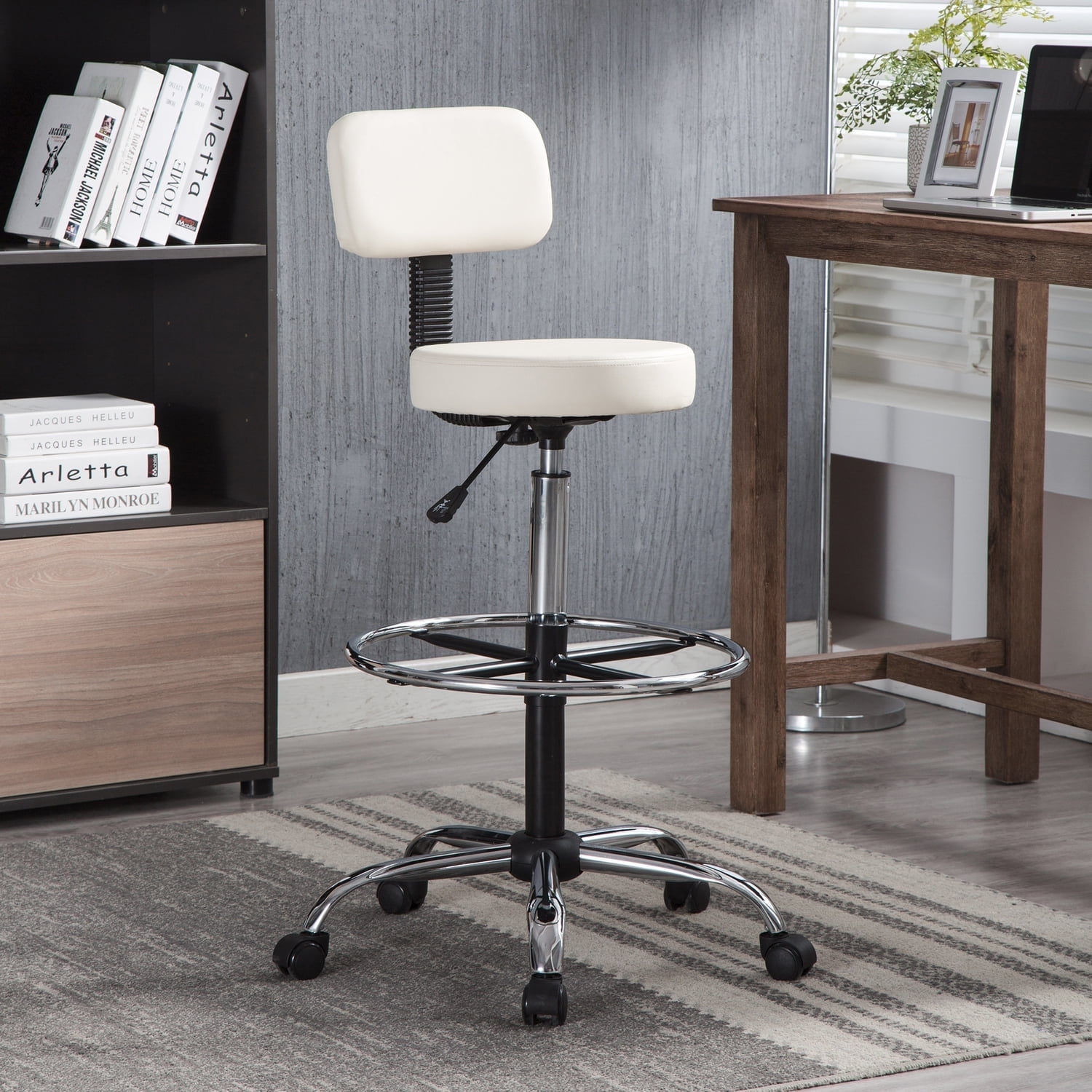 Naomi Home Adjustable Ergonomic Drafting Desk Stool with Backrest and ...