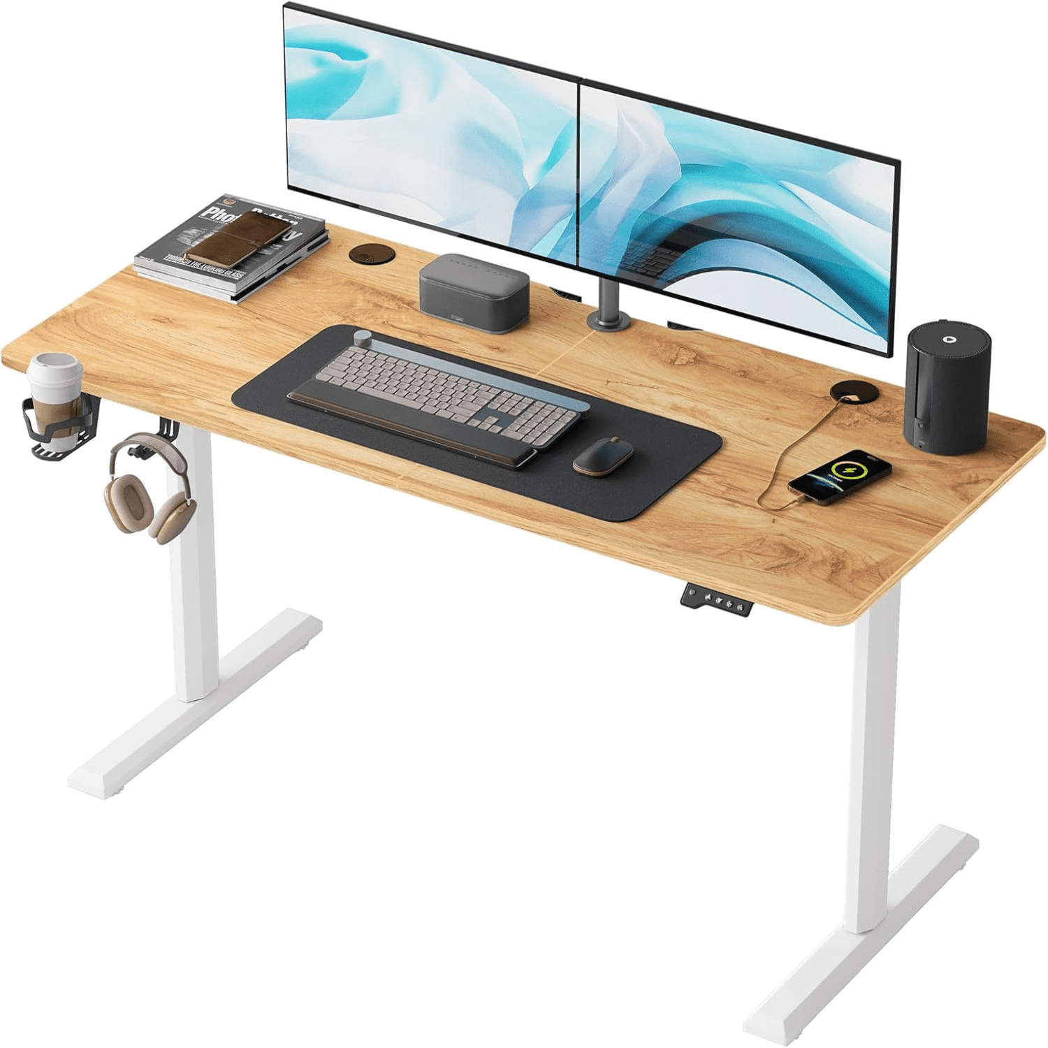 Height Adjustable Electric Standing Desk 55 x 24 Inches Stand Up Table ...