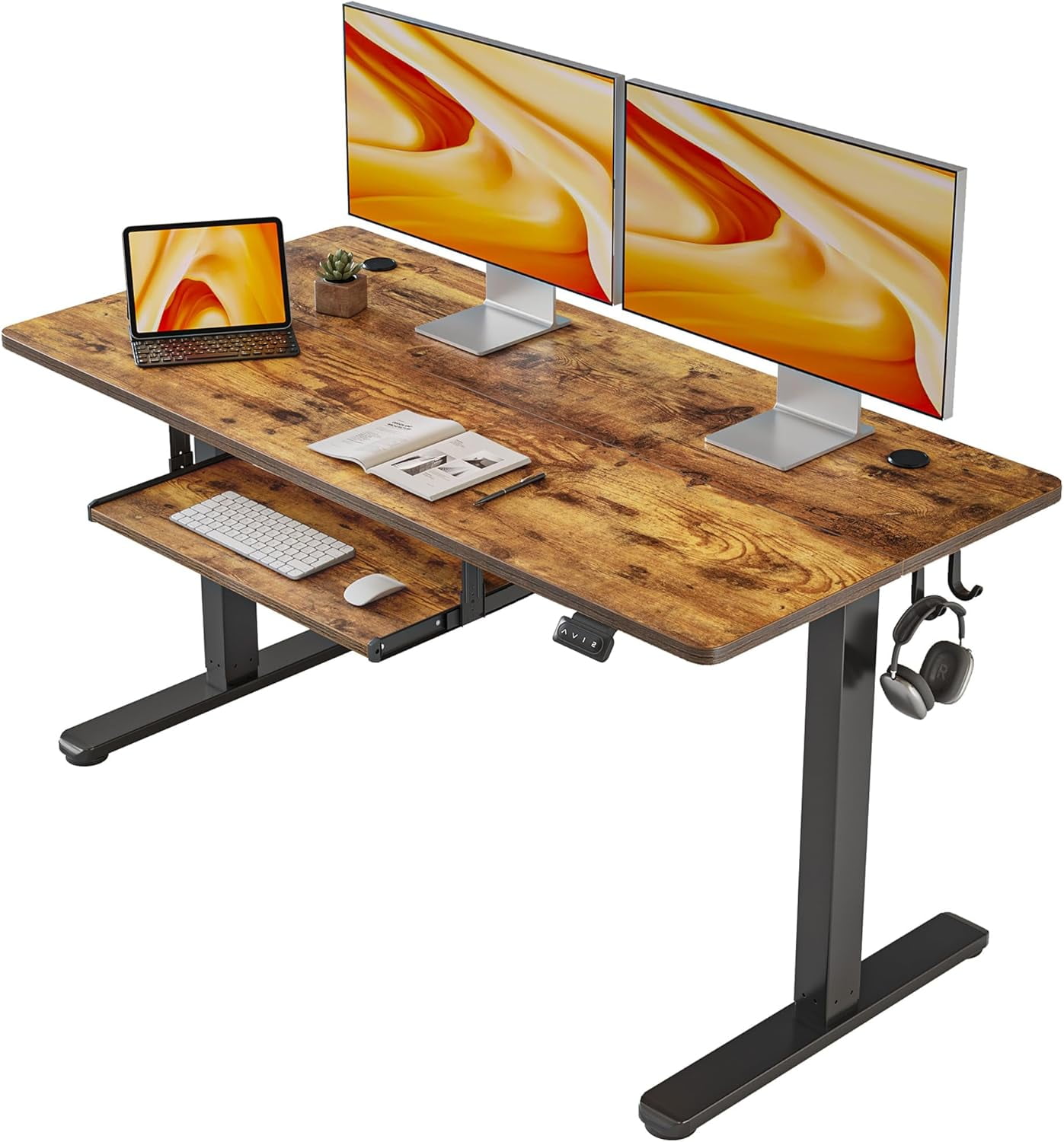 Height Adjustable Electric Standing Desk with Keyboard Tray, 55 x 24 ...