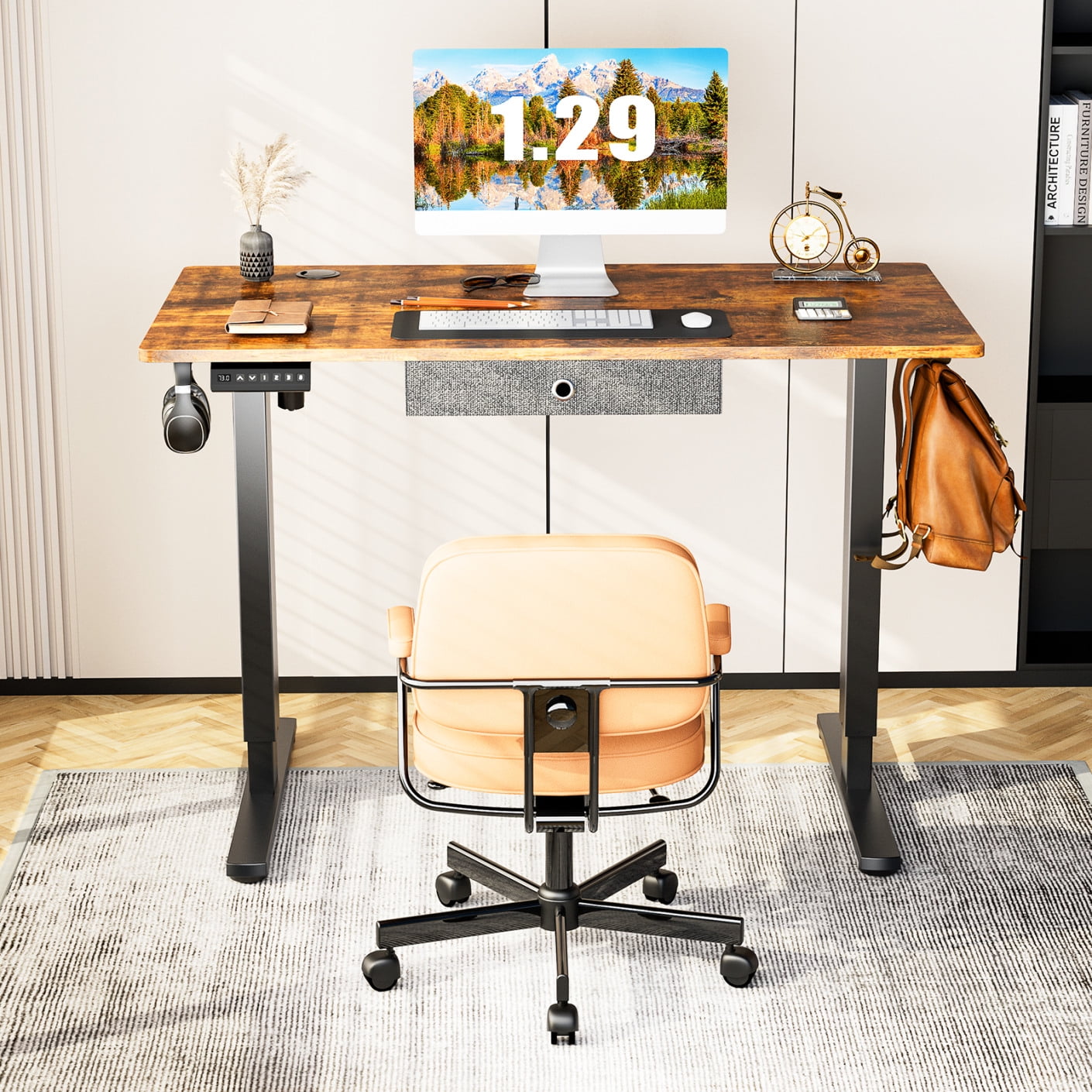 Height Adjustable Electric Standing Desk, Modern Home Office Table with ...