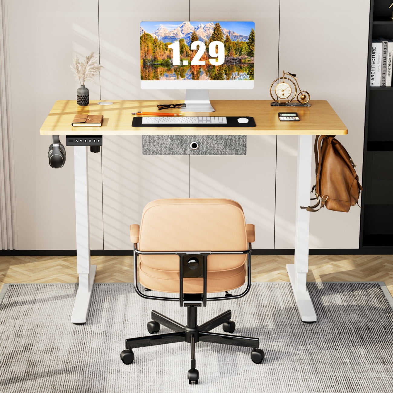 Height Adjustable Electric Standing Desk, Modern Home Office Table with ...