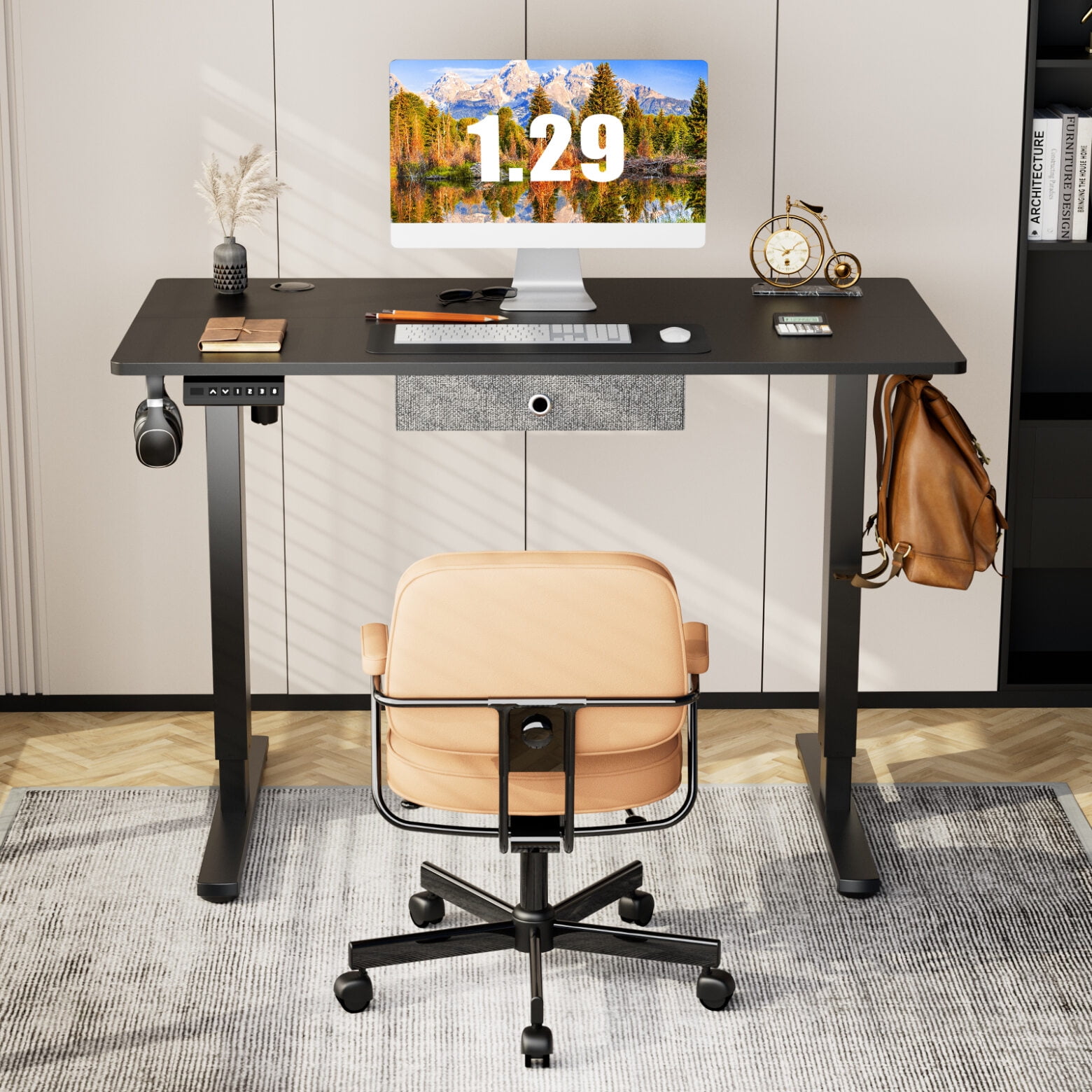 Height Adjustable Electric Standing Desk, Modern Home Office Table with ...