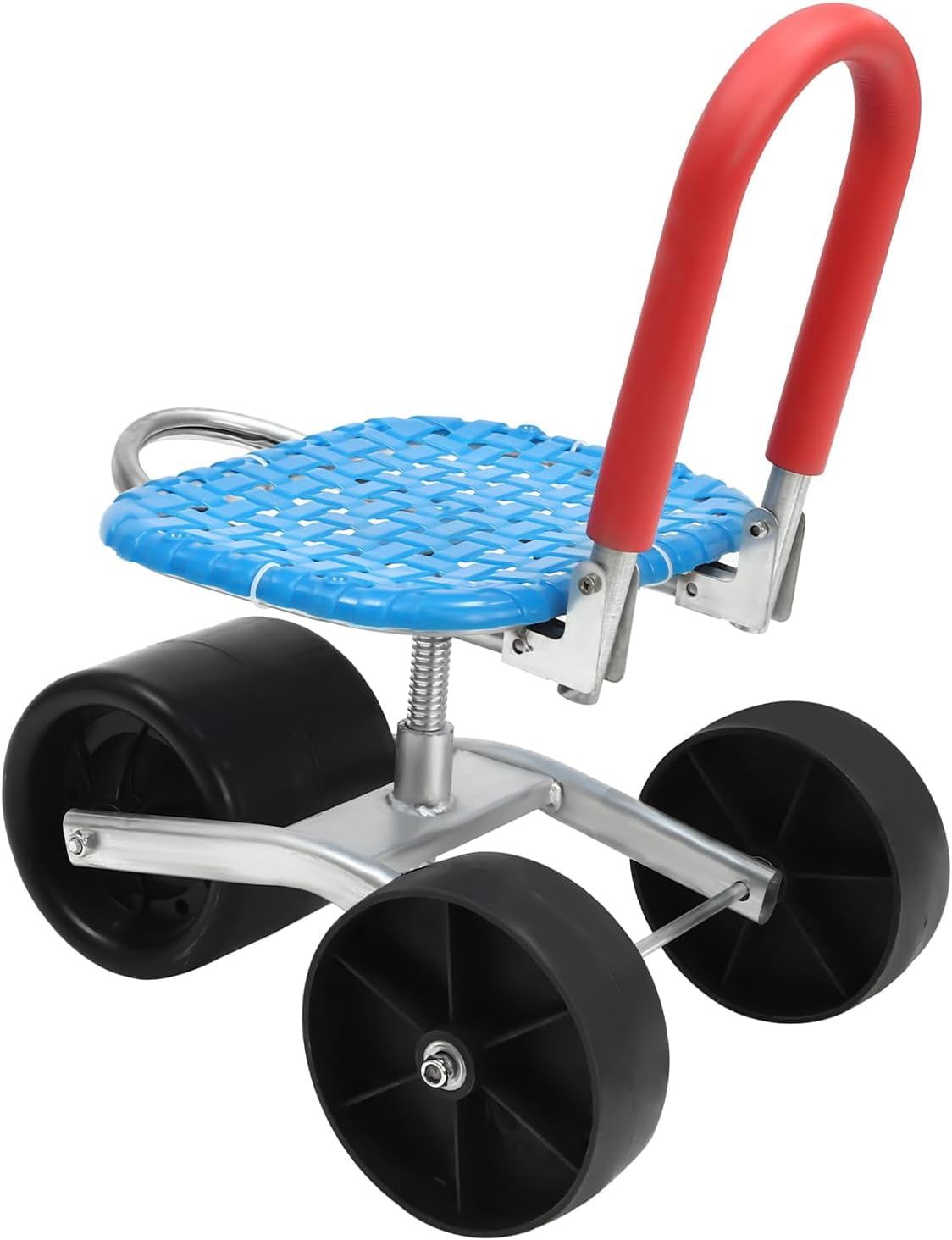 Height Adjustable Garden Cart with Gardening Stool Rotate 360°, Utility ...