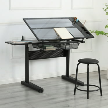 Studio Designs Zenith Adjustable Wood Top Drafting Table in Black ...
