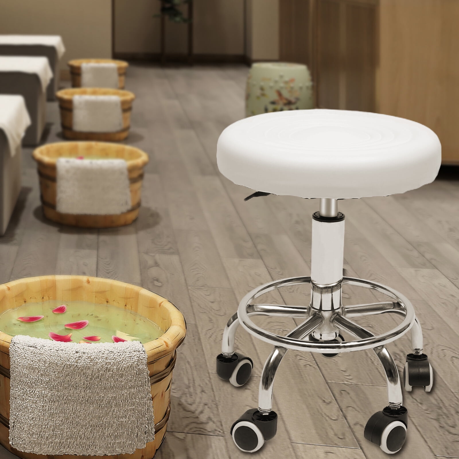 Height Adjustable Hydraulic Stool Rotating Bar Stool with Wheels for ...