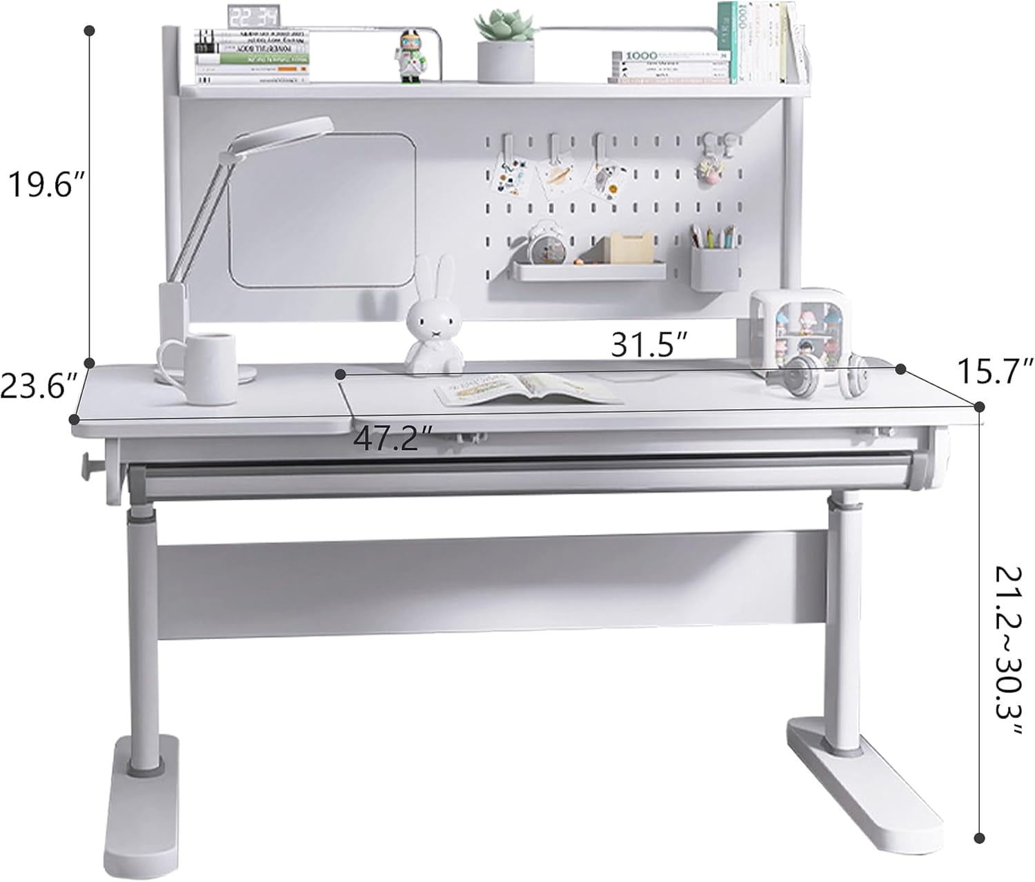 Height Adjustable Kids Study Desk with Large Tiltable Desktop and Pull ...