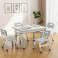 Height Adjustable Kids Table and 4 Chairs Set with Erasable Graffiti ...